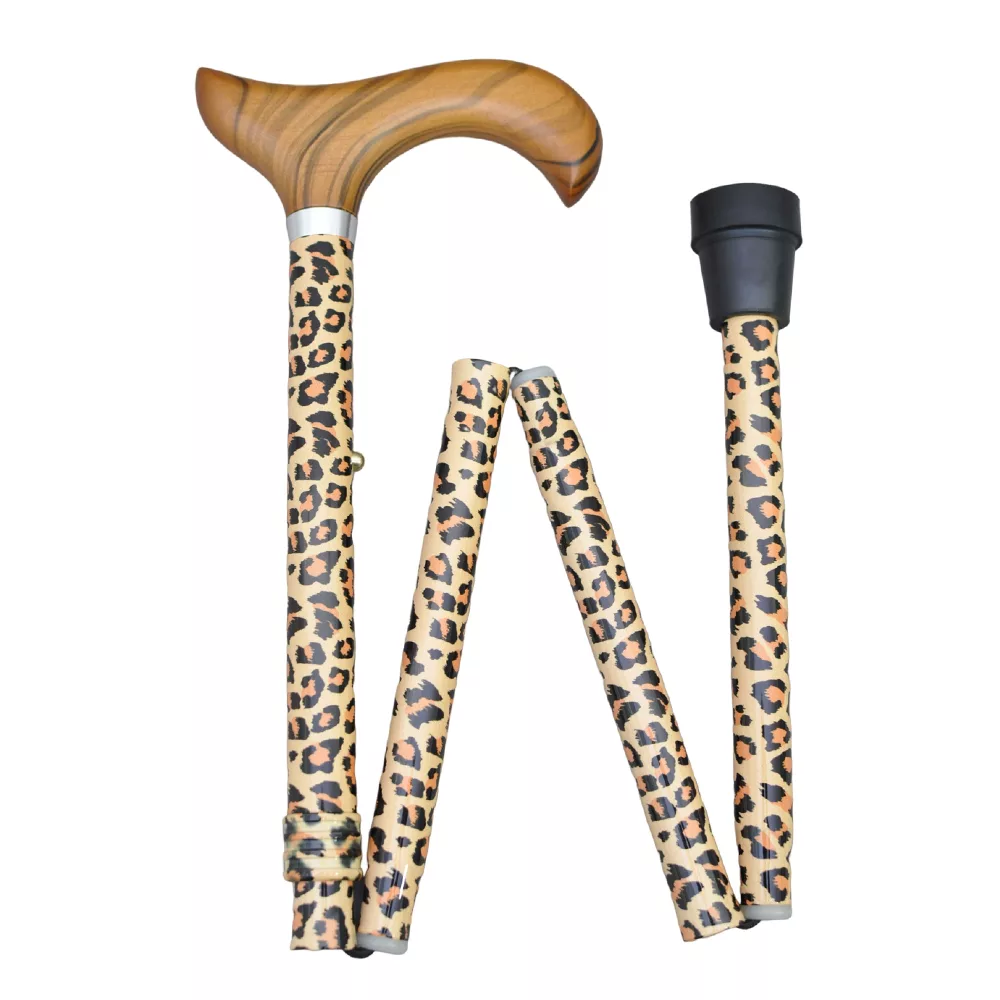 Leopard Print Folding Walking Stick (1001.301.FAK) » Taiwan Bayfo Inc.