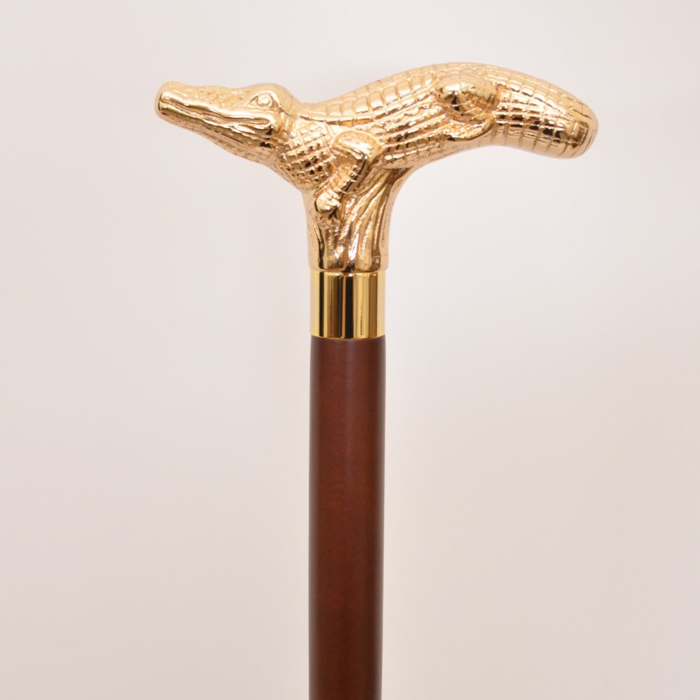 Gold Brass Alligator Walking Cane » Taiwan Walking Stick Manufacturer