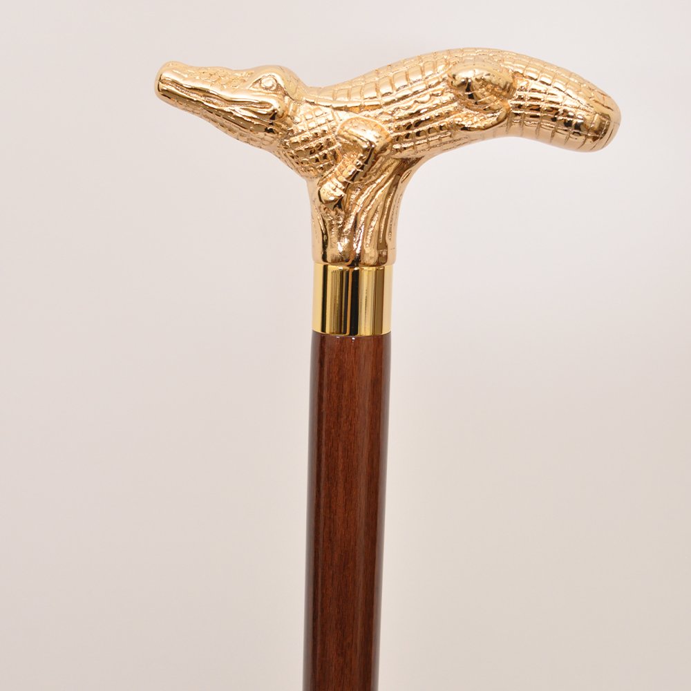 Gold Brass Alligator Walking Cane » Taiwan Walking Stick Manufacturer